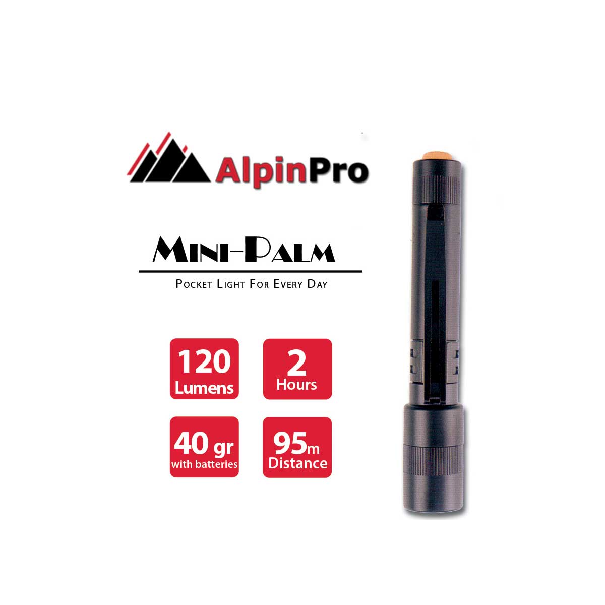 Mini-Palm A-13051A - Waterproof aluminium flashlight - AlpinPro